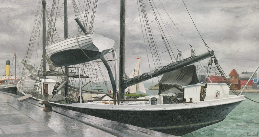 Schooner Johanna at Poole on a Wet Day - Richard Eurich (1903-1992)